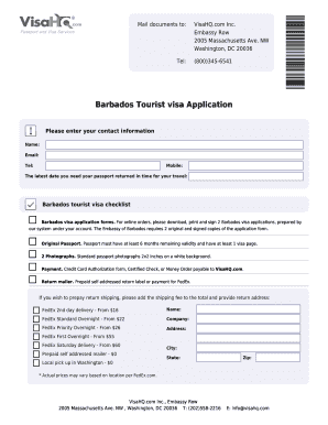 Fillable Online Download PDF - Barbados Visa - VisaHQ Fax Email Print ...