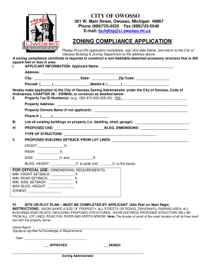 Fillable Online ci owosso mi ZONING COMPLIANCE APPLICATION - Owosso ...