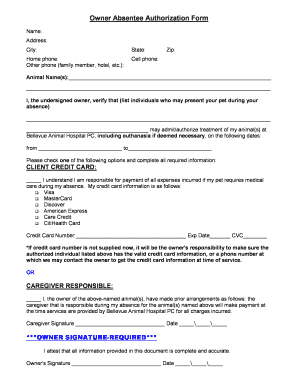 Fillable Online OWNER ABSENTEE AUTHORIZATION.doc Fax Email Print ...