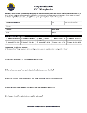 Fillable Online soundwaters CIT Application Form - SoundWaters Fax ...