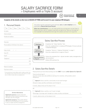 Fillable Online SALARY SACRIFICE FOR - supersa.sa.gov.au Fax Email ...