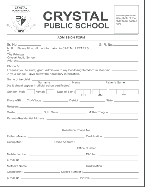 Fillable Online crystalschools co CPS Adm Form.cdr Fax Email Print ...