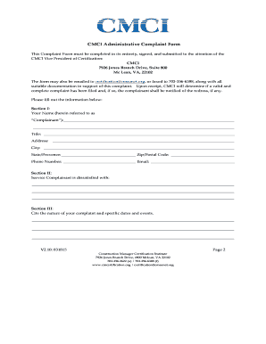 Fillable Online cmaanet CMCI Administrative Complaint Form 021015.docx ...
