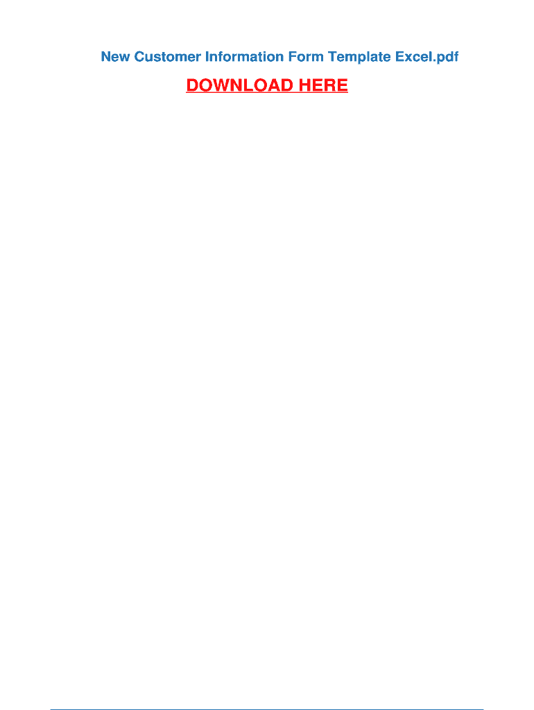 Fillable Online New Customer Information Form Template Excel Fax Email ...