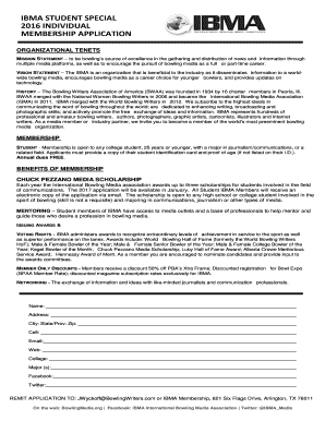 Fillable Online ibma student special 2016 individual membership ...