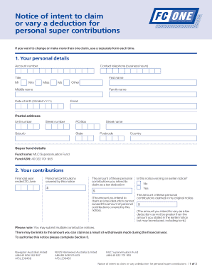 Fillable Online Notice of intent to claim or vary a deduction for personal ... Fax Email Print ...