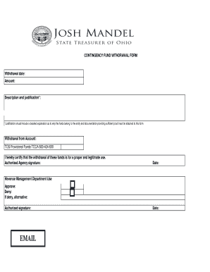 Fillable Online ohiotreasurer CONTINGENCY FUND WITHDRAWAL FORM Fax ...