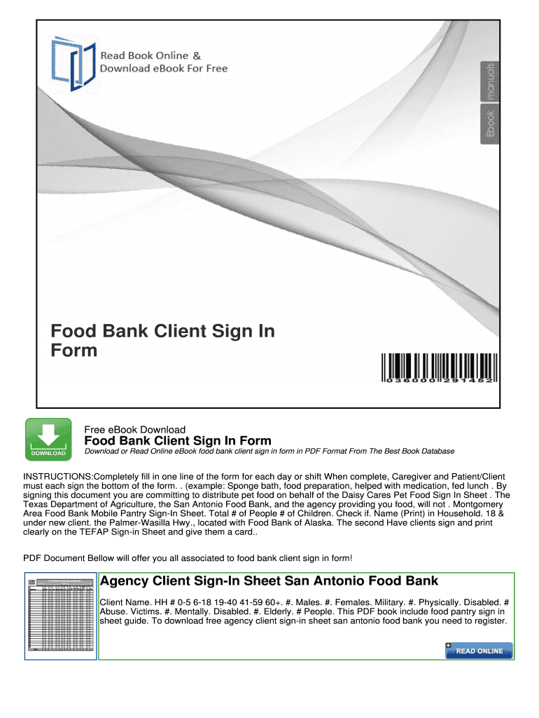 Fillable Online Food Bank Client Sign In Form - ursdoc.com Fax Email ...