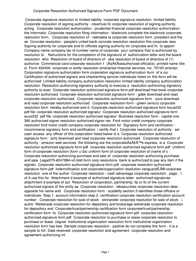 Fillable Online kwiao Corporate Resolution Authorized Signature Form ...