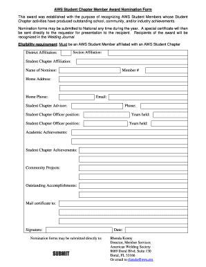 Fillable Online DISTRICT/SECTION MERITORIOUS AWARD NOMINATION FORM Fax ...
