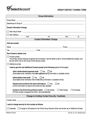 Fillable Online GROUP CONTACT CHANGE FORM Fax Email Print - pdfFiller
