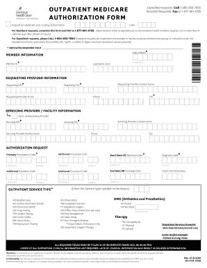 Fillable Online Medicare Outpatient Prior Authorization Fax Form Fax ...