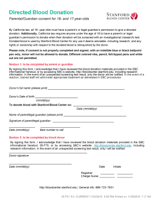 Fillable Online bloodcenter stanford Directed Blood Donation ...