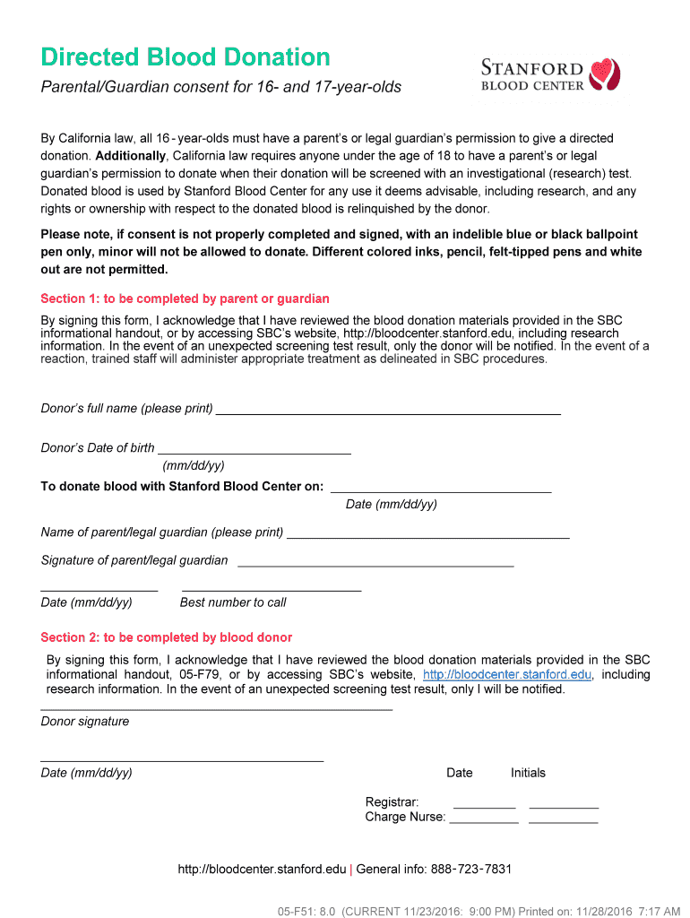 Fillable Online bloodcenter stanford Directed Blood Donation ...