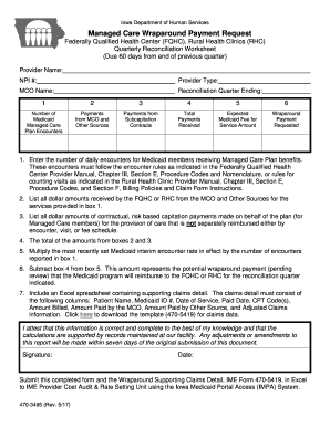 Fillable Online dhs iowa Managed Care Wraparound Payment Request Fax ...