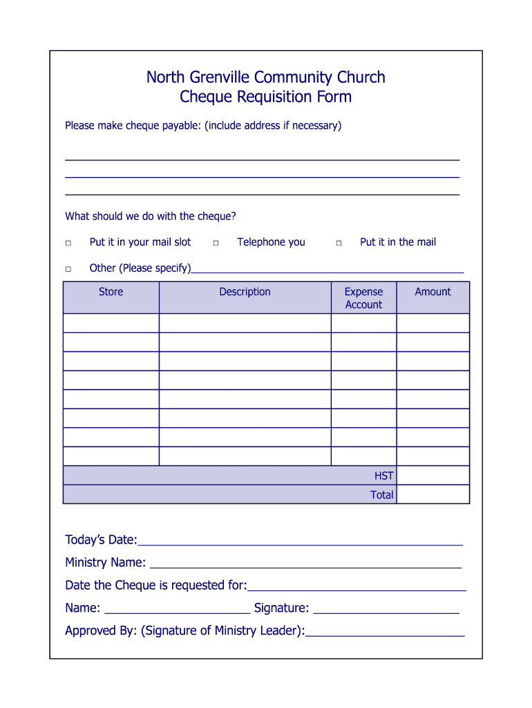 Fillable Online ngccfm North Grenville Community Church Cheque ...