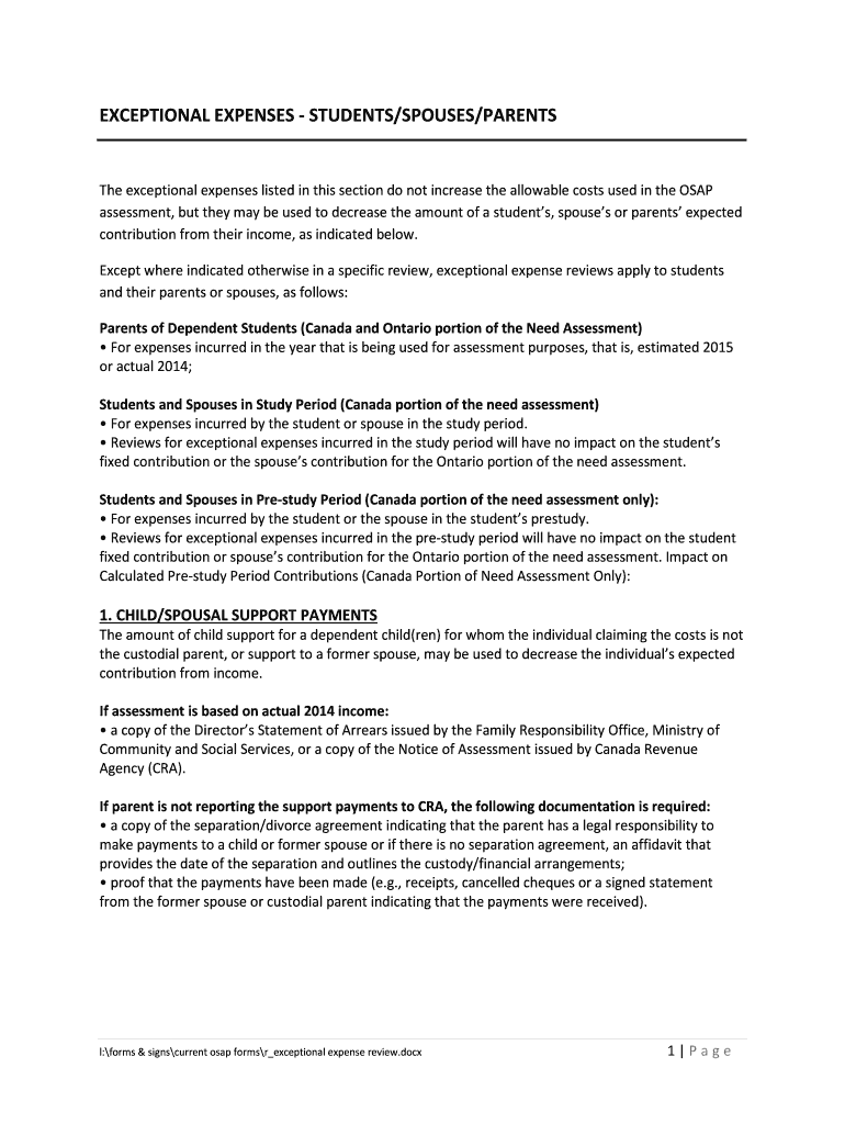 Fillable Online R Exceptional Expense Review.docx Fax Email Print ...