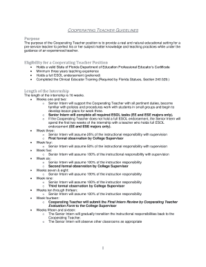 Fillable Online COOPERATING TEACHER GUIDELINES Fax Email Print - pdfFiller