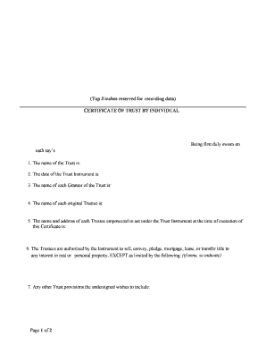 Fillable Online CERTIFICATE OF TRUST BY INDIVIDUAL Fax Email Print ...