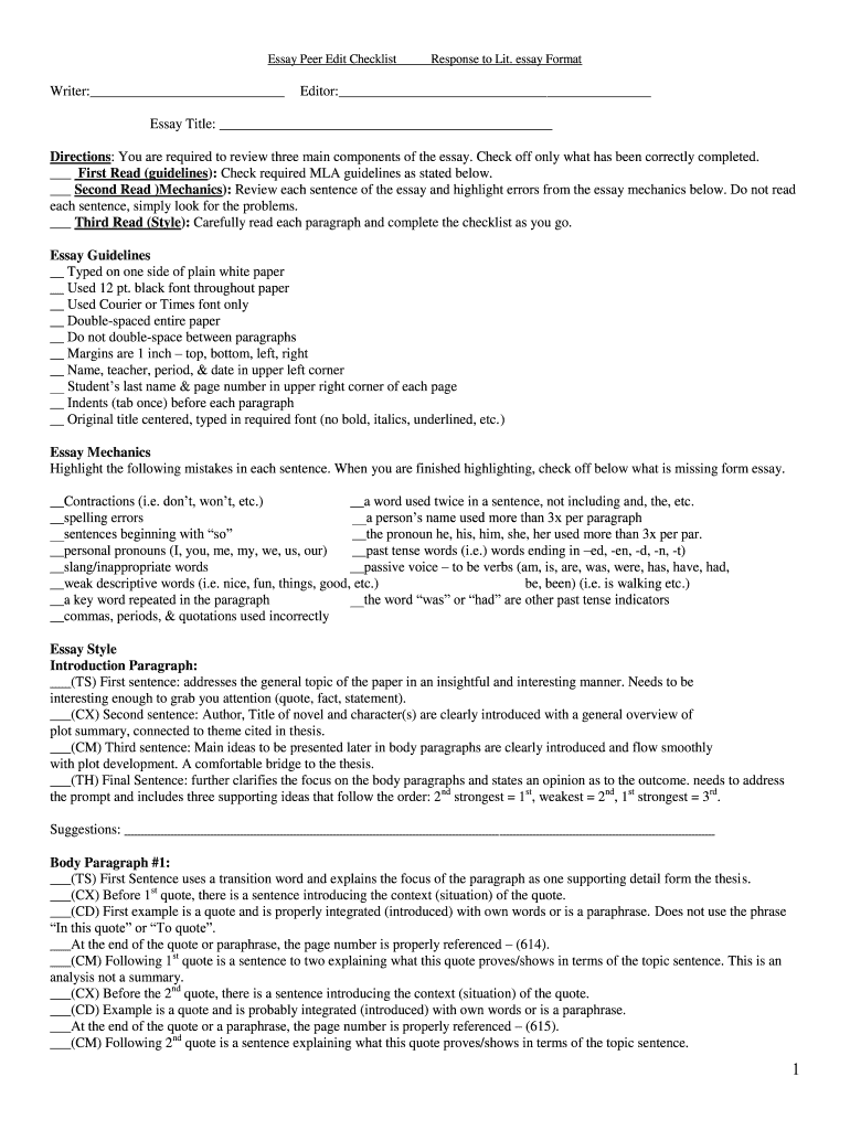 Fillable Online Essay Peer Edit Checklist - conejousd.org Fax Email ...