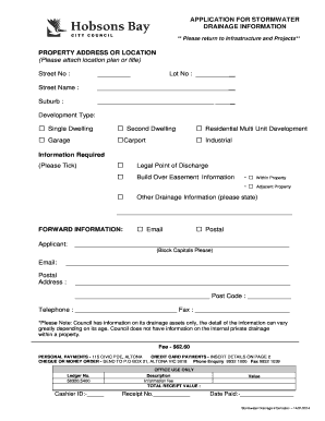 Fillable Online APPLICATION FOR STORMWATER DRAINAGE INFORMATION Fax ...
