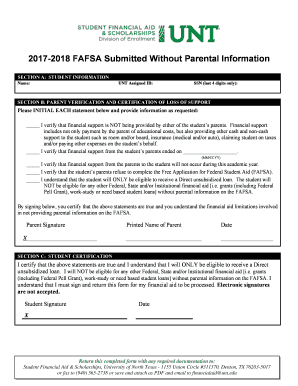 Fillable Online 17-18 FAFSA Submitted w/o Parental Information Fax ...