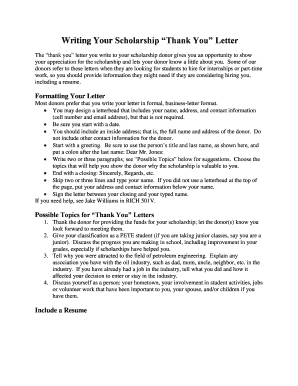 Fillable Online Writing Your Scholarship Thank You Letter Fax Email ...