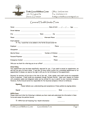 Fillable Online General Health Intake Form - Fertile Ground Wellness ...