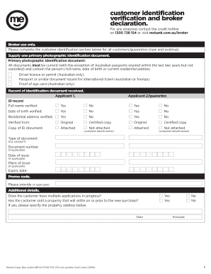 Fillable Online customer identification verification and broker declaration. Fax Email Print ...