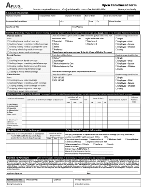 Fillable Online 2017 Open Enrollment Form Fax Email Print - pdfFiller