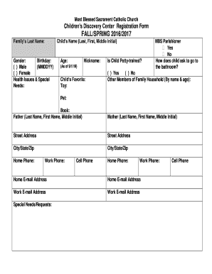 Fillable Online mbs Preschool 2016-2017 Registration Form - Most ...