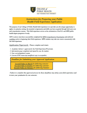 Fillable Online etsu Field Experience Application Fax Email Print - pdfFiller