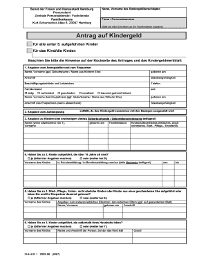 Fillable Online Antrag auf Kindergeld - haw-hamburg.de Fax Email Print ...