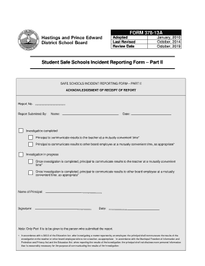 Fillable Online hpedsb on Form 378-13A Acknowledgement of Receipt of ...