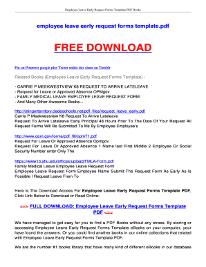 Fillable Online booksread Employee Leave Early Request Forms Template ...