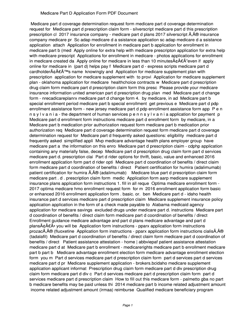 Fillable Online Hfyd Medicare Part D Application Form Pdf