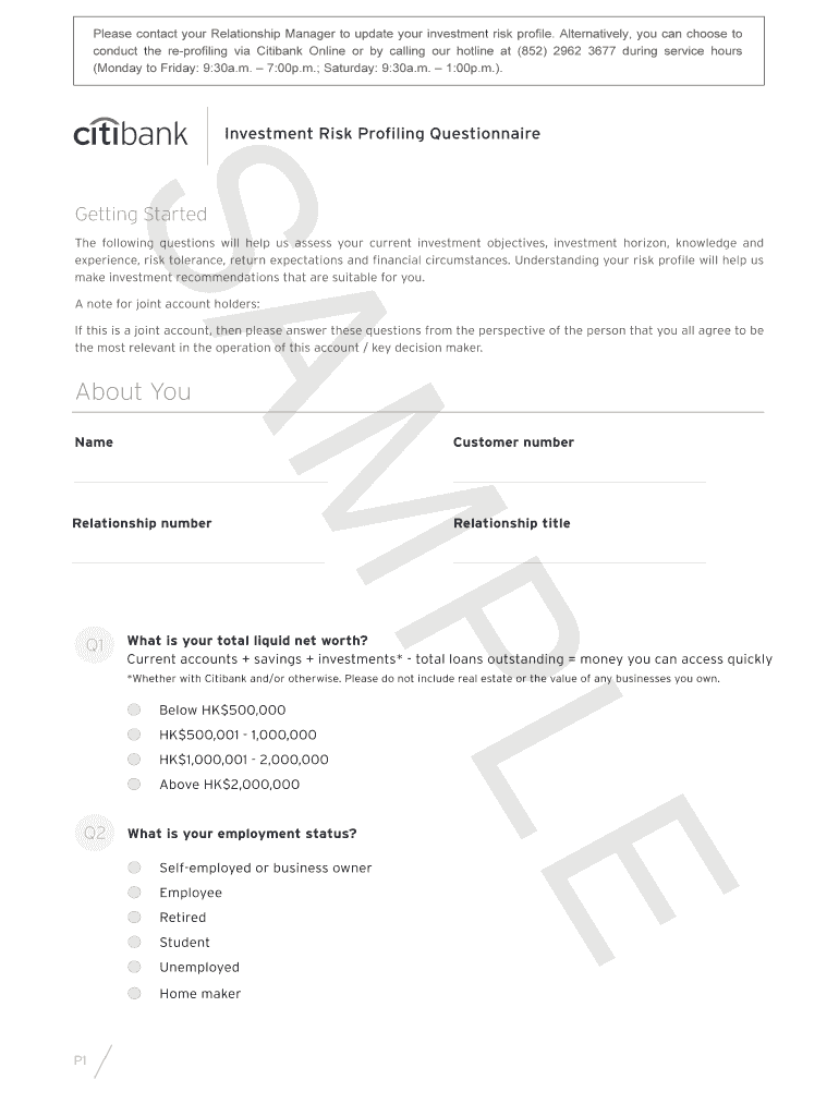 Fillable Online Personal risk profile form Fax Email Print - pdfFiller