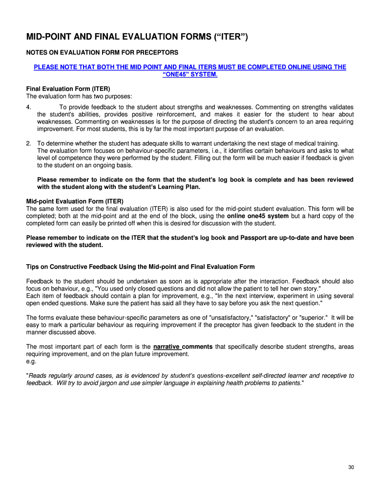 Fillable Online ucalgary MID-POINT AND FINAL EVALUATION FORMS (?ITER ...