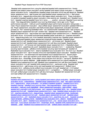 Fillable Online hbak Baseball Player Assessment Form PDF ...