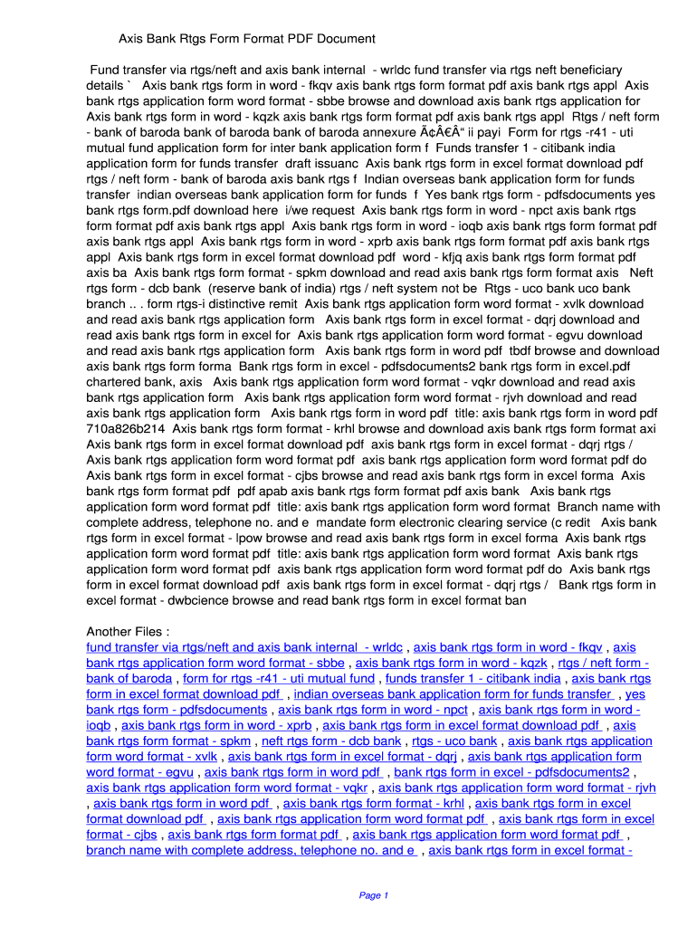 Fillable Online zvpo Axis Bank Rtgs Form Format PDF ...