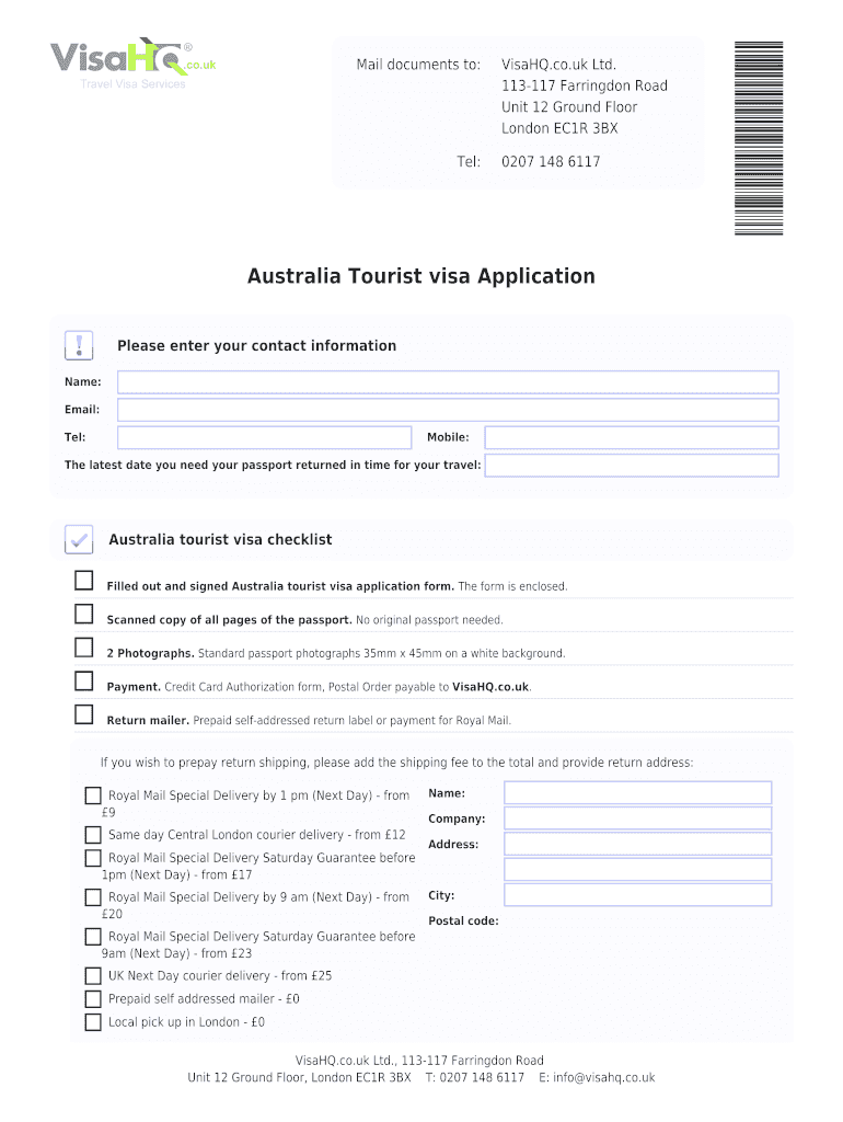 Fillable Online australia visahq co Mail documents to: - australia ...