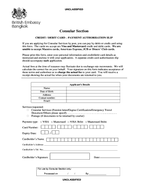 Fillable Online Credit/debit card - payment authorisation slip Fax ...