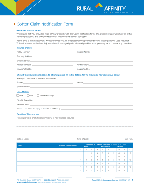 Fillable Online Cotton Claim Notification Form - Rural Affinity Fax ...