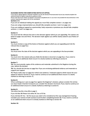 Fillable Online GUIDANCE NOTES FOR COMPLETING NOTICE OF APPEAL Fax ...
