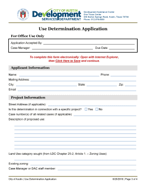 Fillable Online austintexas Use Determination Application. Application ...