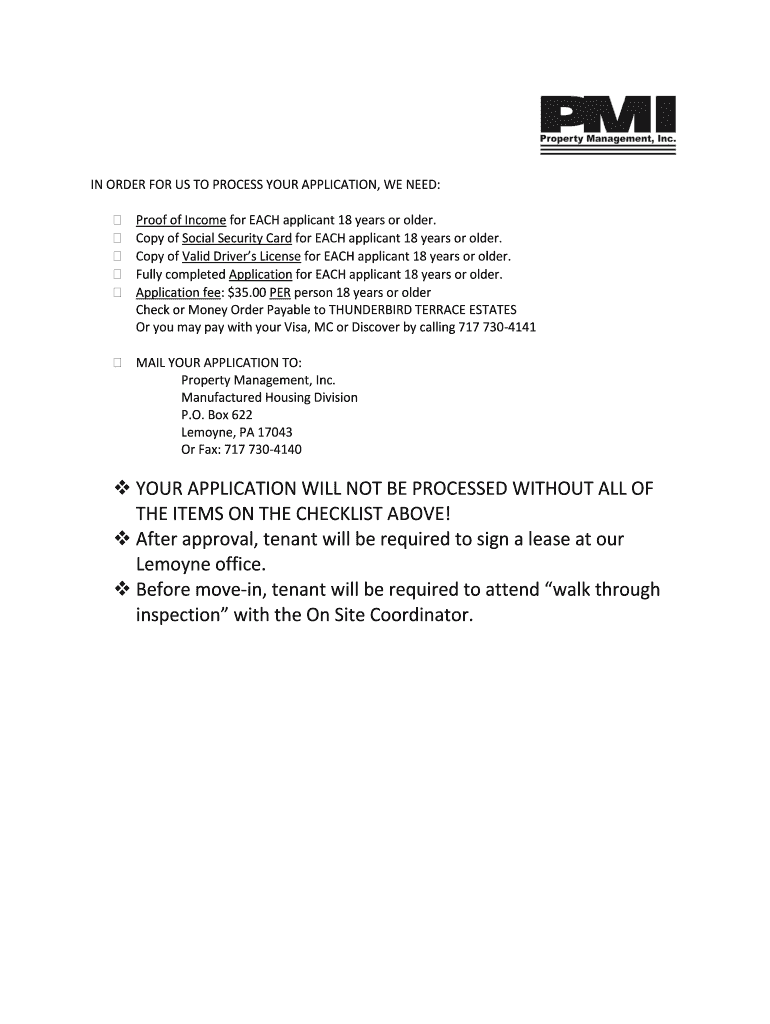 Fillable Online IN ORDER FOR US TO PROCESS YOUR APPLICATION, WE NEED: Fax Email Print - pdfFiller