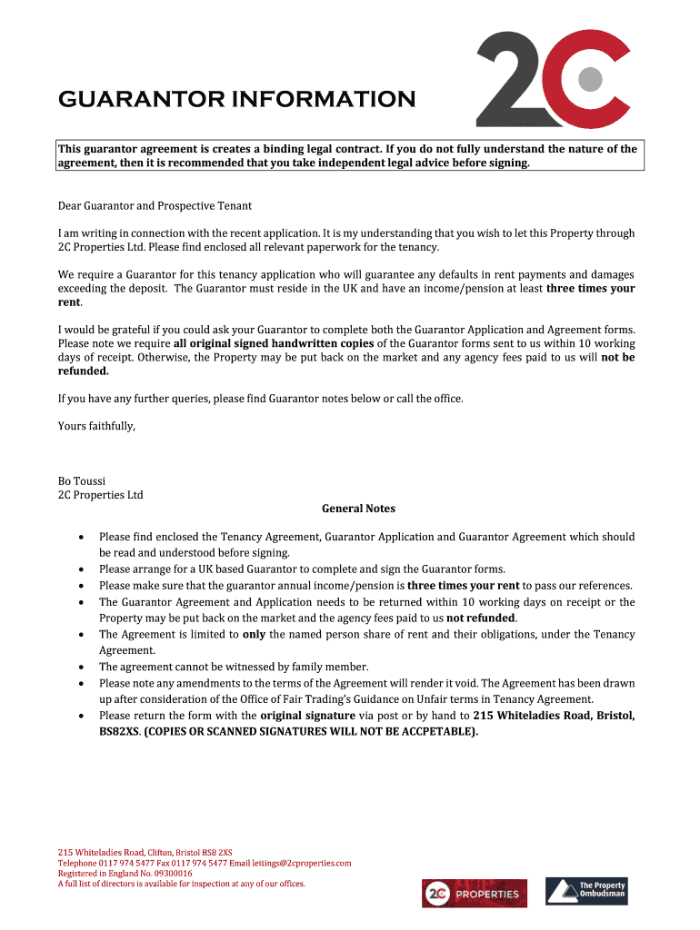 Fillable Online This guarantor agreement is creates a binding legal ...