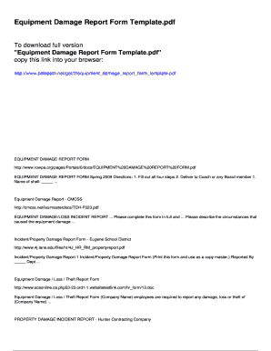 Fillable Online Equipment Damage Report Form Template - pdfslibforyou ...