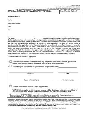 Fillable Online uspto TERMINAL DISCLAIMER TO ACCOMPANY PETITION Doc ...