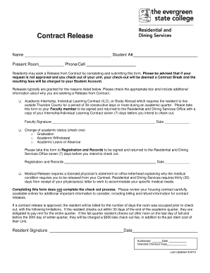 Fillable Online evergreen Contract Release - evergreen Fax Email Print ...